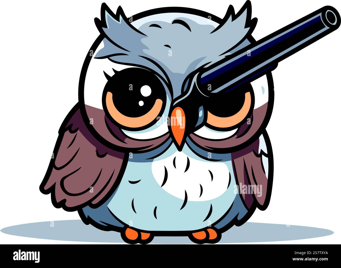 Owl with a gun in his hand. Cartoon vector illustration Stock Vector ...