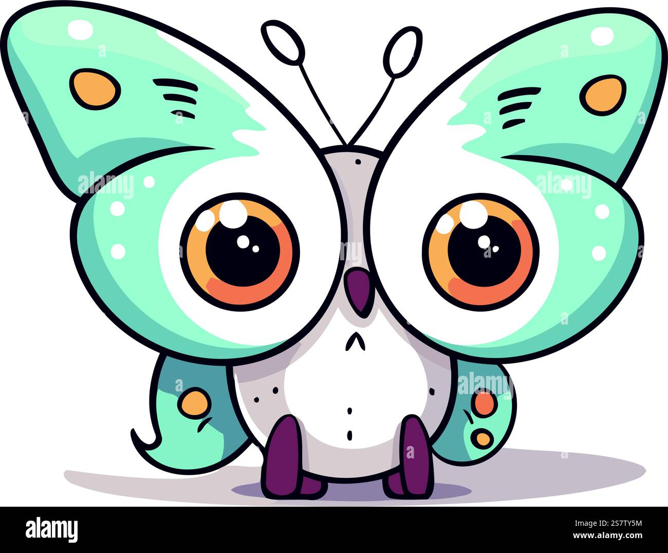 Butterfly cartoon vector illustration. Cute little butterfly character ...