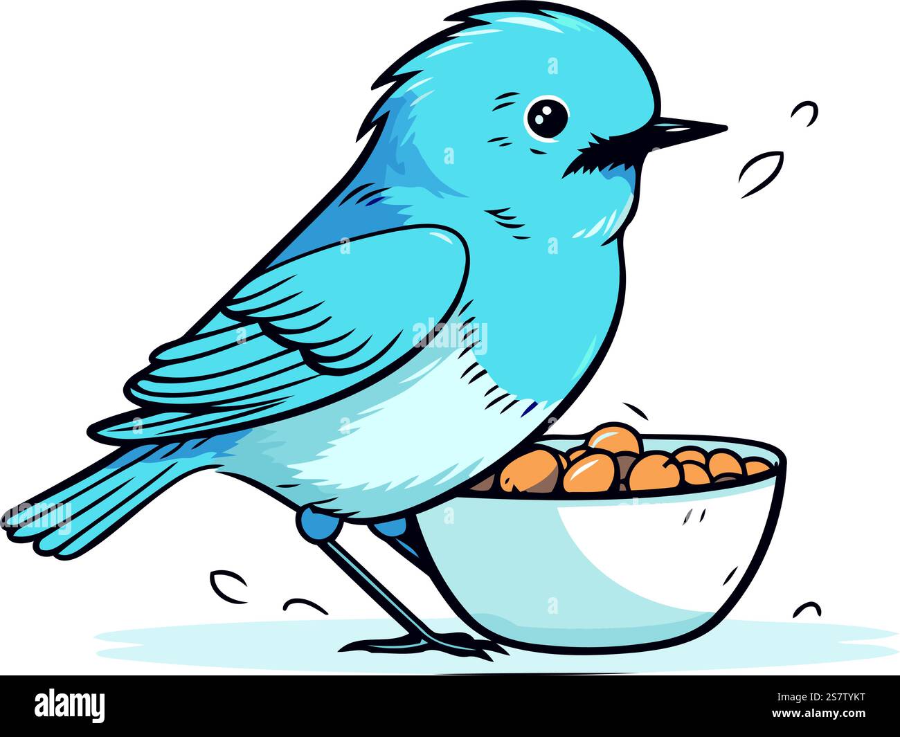 Blue bird with a bowl of dry chickpeas. Vector illustration Stock ...