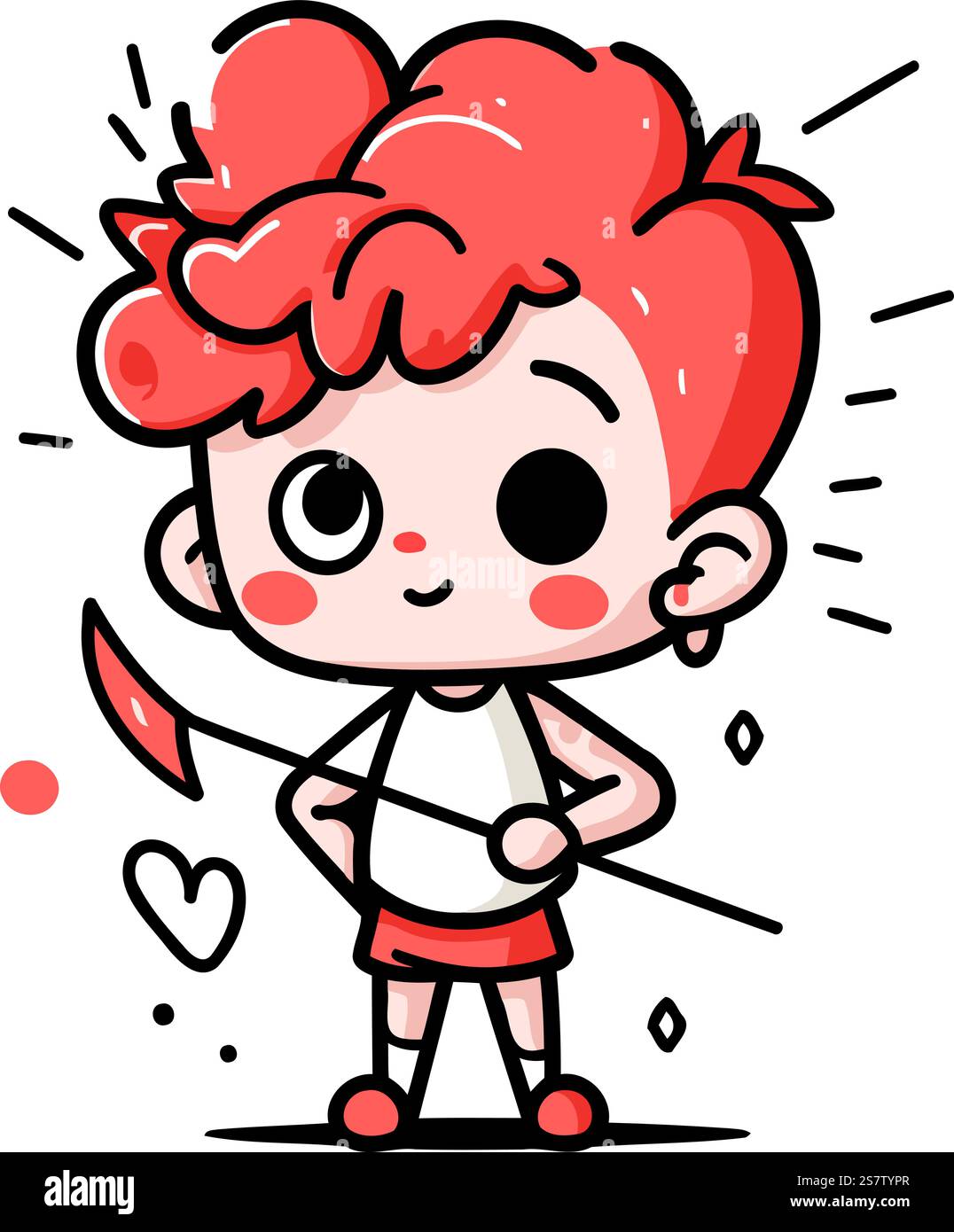 Cute cartoon boy with bow and arrow in his hand. Vector illustration ...