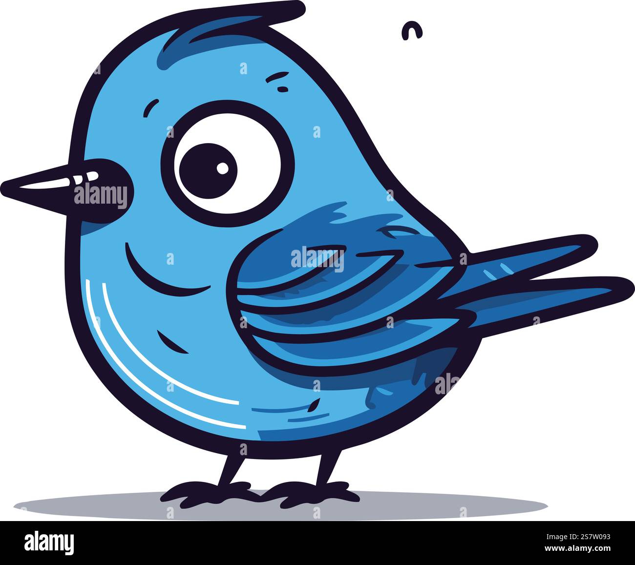 Cute cartoon blue bird isolated on white background. Vector ...