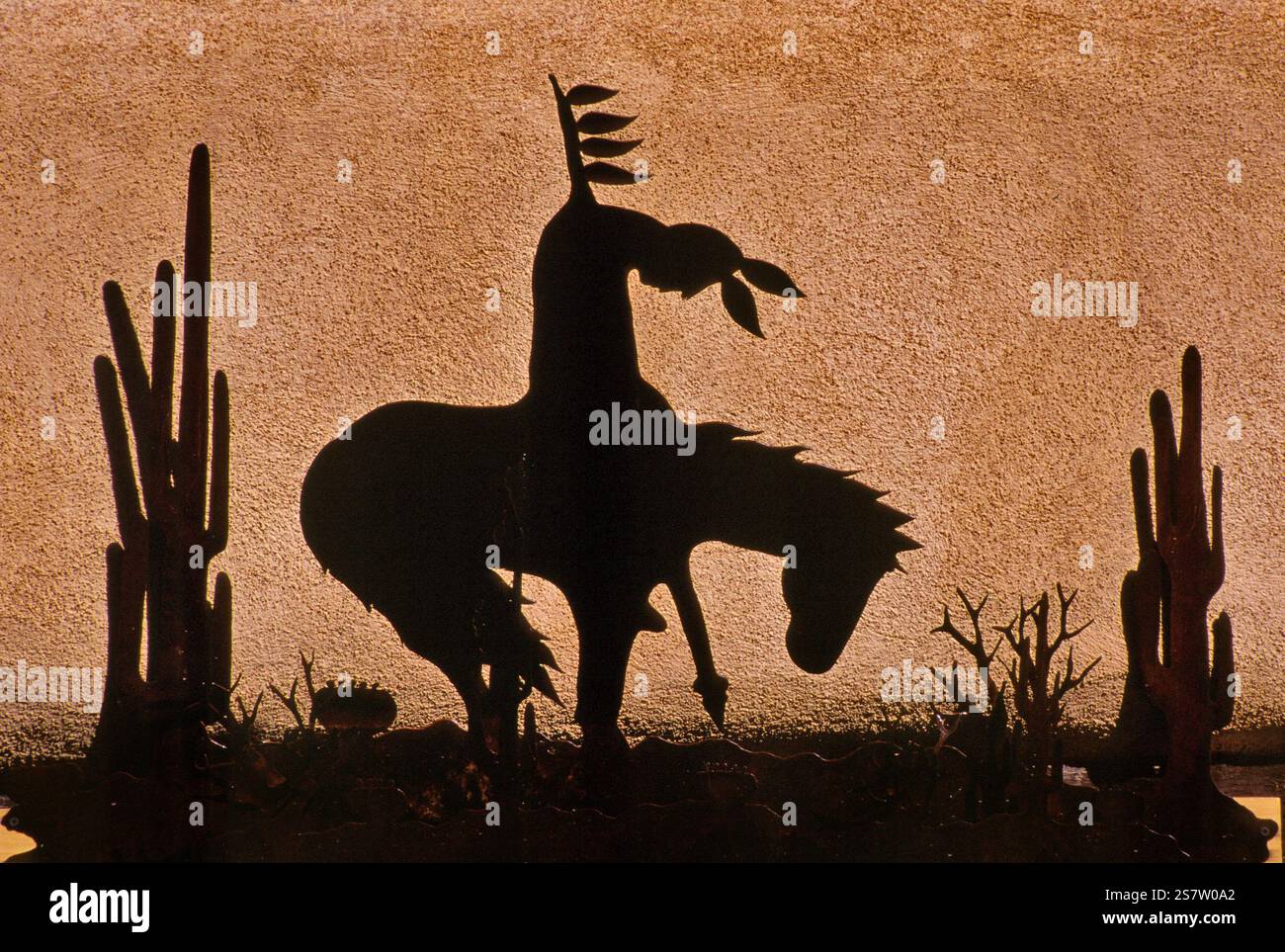 Wrought iron image of Indian warrior, based on The End of the Trail ...