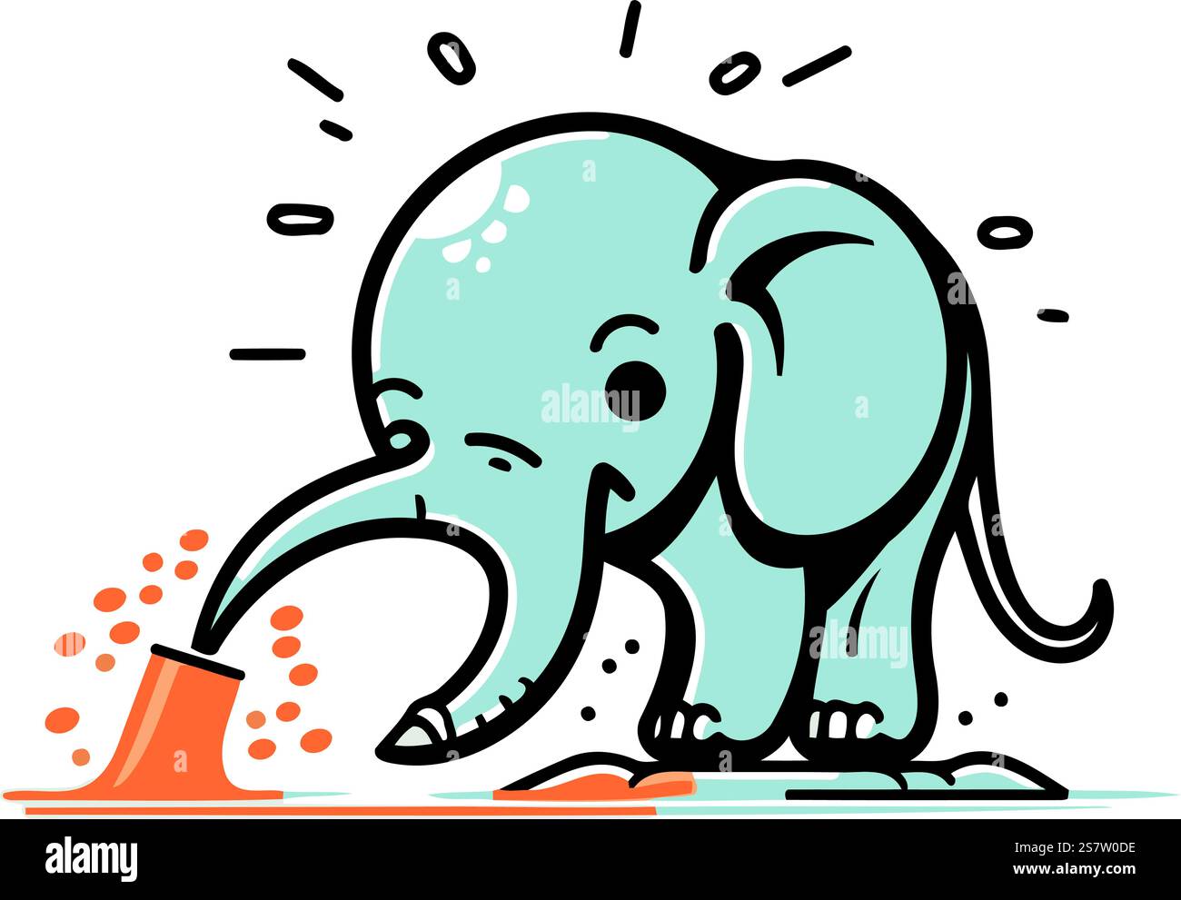 Vector illustration of a cute elephant with a bucket full of milk Stock ...