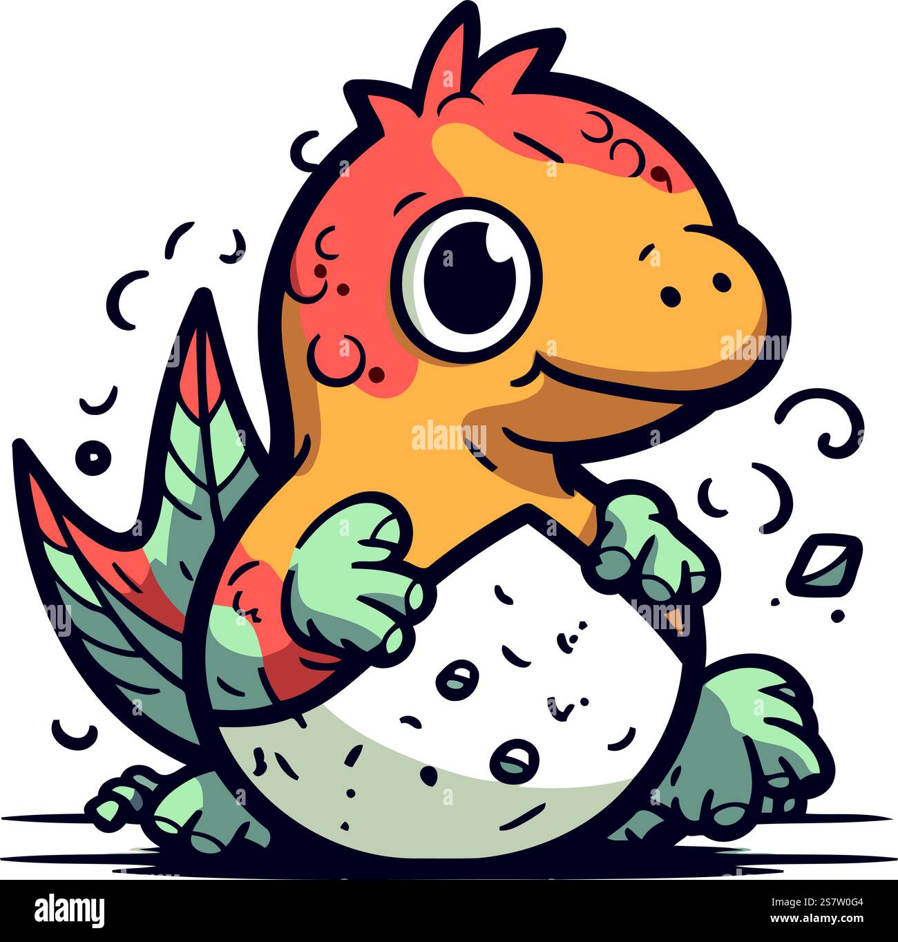 Cute dinosaur with cheese. Vector illustration. Isolated on white ...