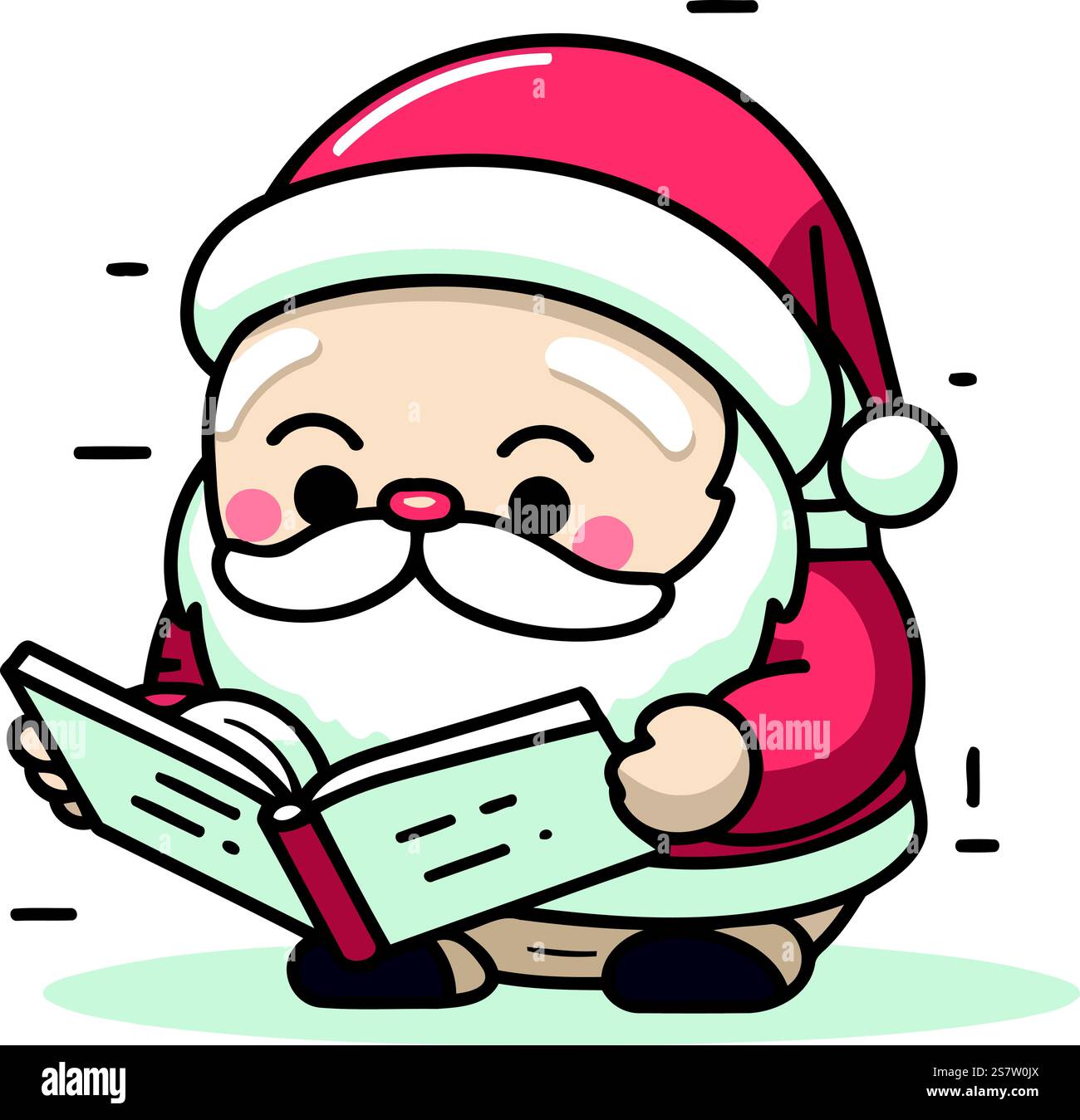 Santa Claus reading a book. Vector illustration. Cute cartoon character ...