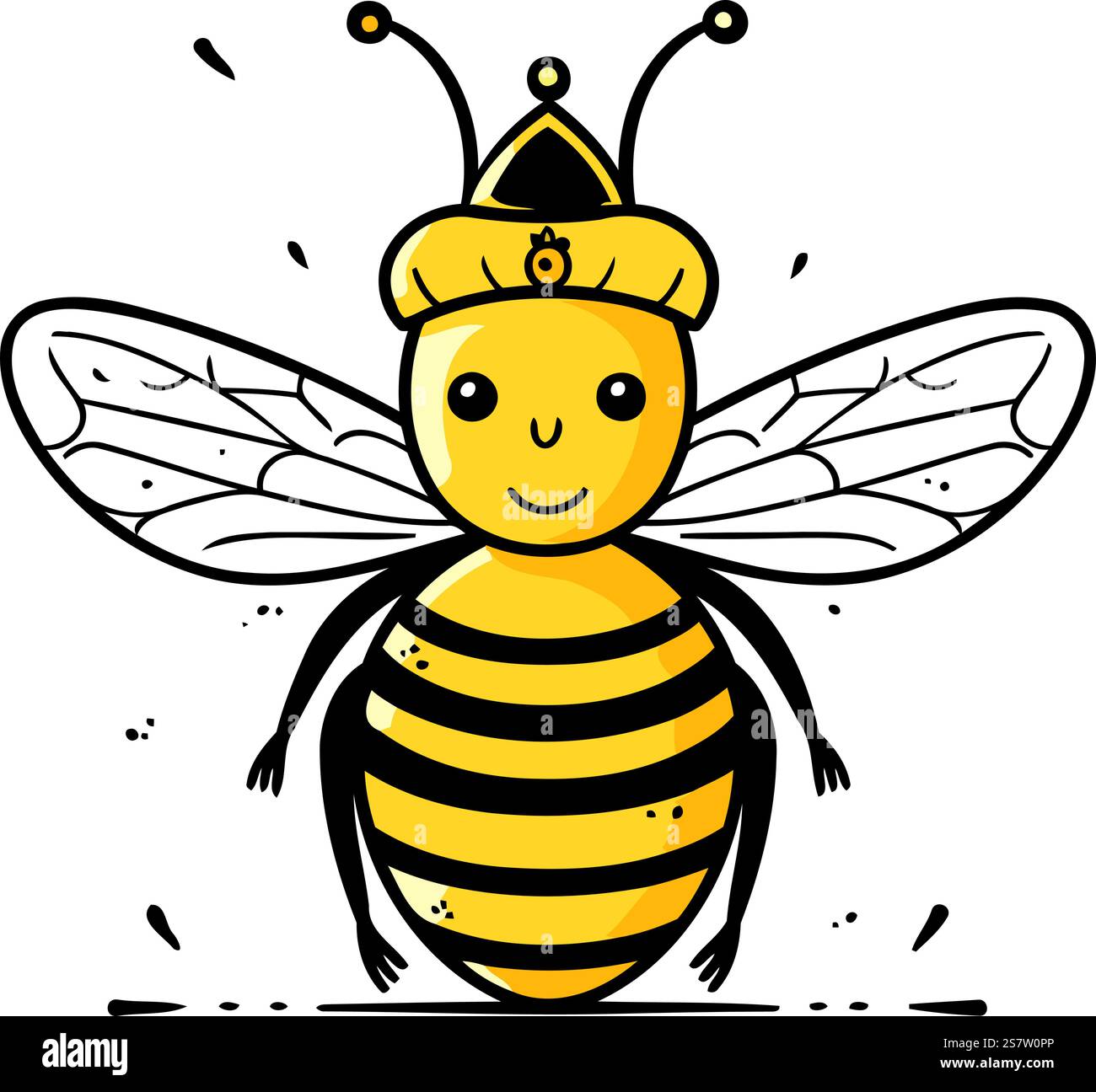 Cute cartoon bee. Vector illustration. Isolated on white background ...