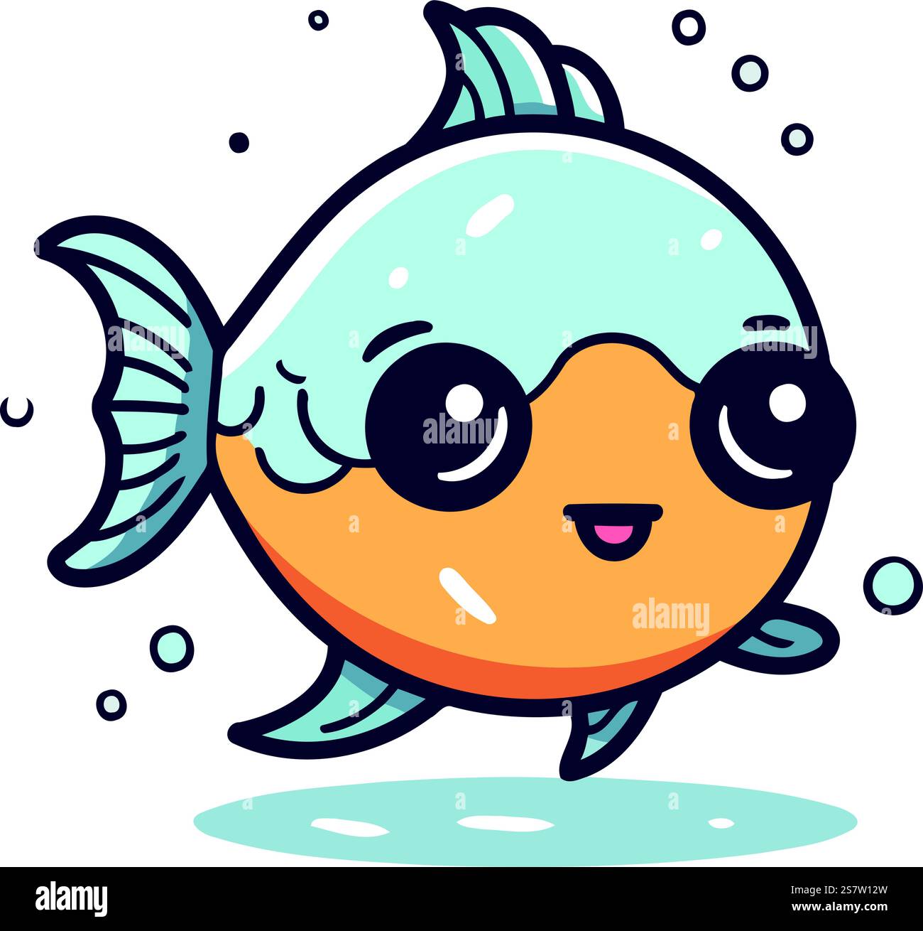 Cute kawaii fish. Vector illustration. Isolated on white background ...