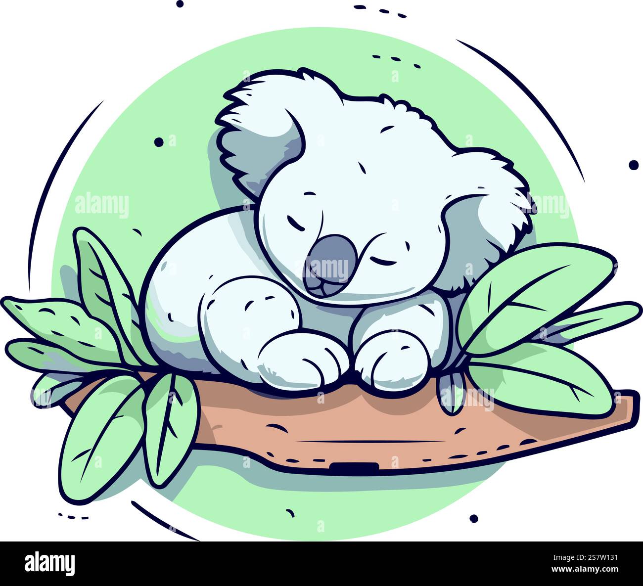 Cute cartoon koala sleeping on a branch. Vector illustration Stock ...