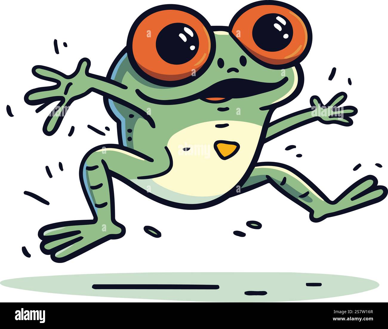 Frog jump. Vector illustration of a funny cartoon frog jumping Stock ...