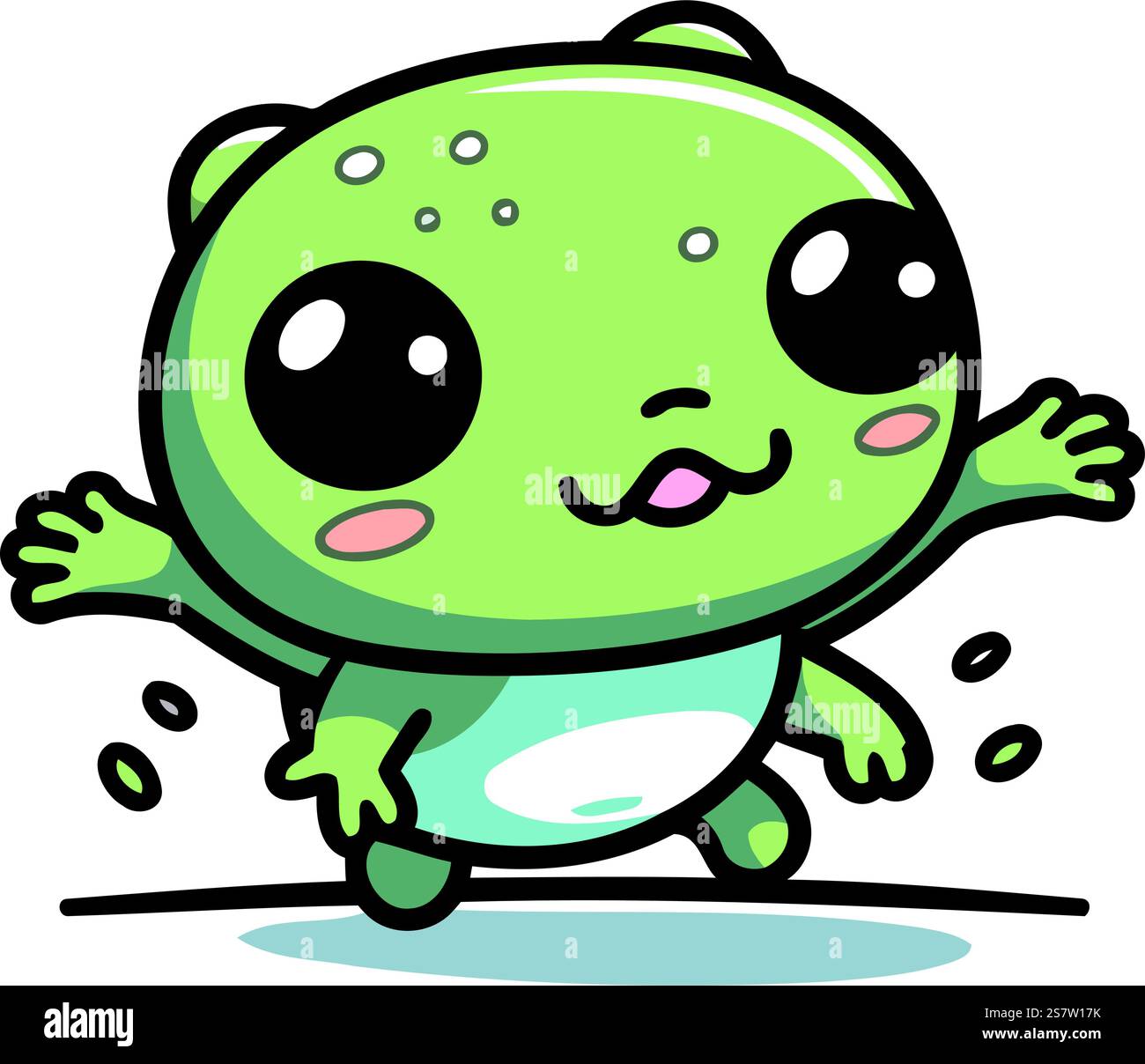 Cute little green frog running. Vector illustration isolated on white ...