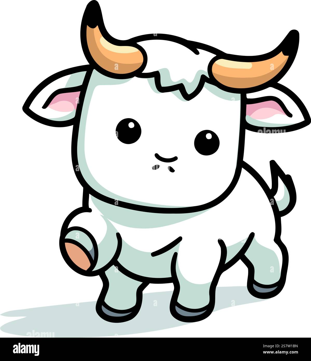 Cute Bull Cartoon Character Illustration Isolated on White Background ...
