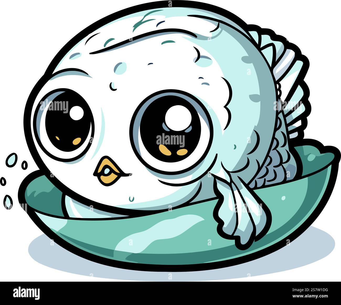 Cute little puffer fish isolated on a white background vector ...