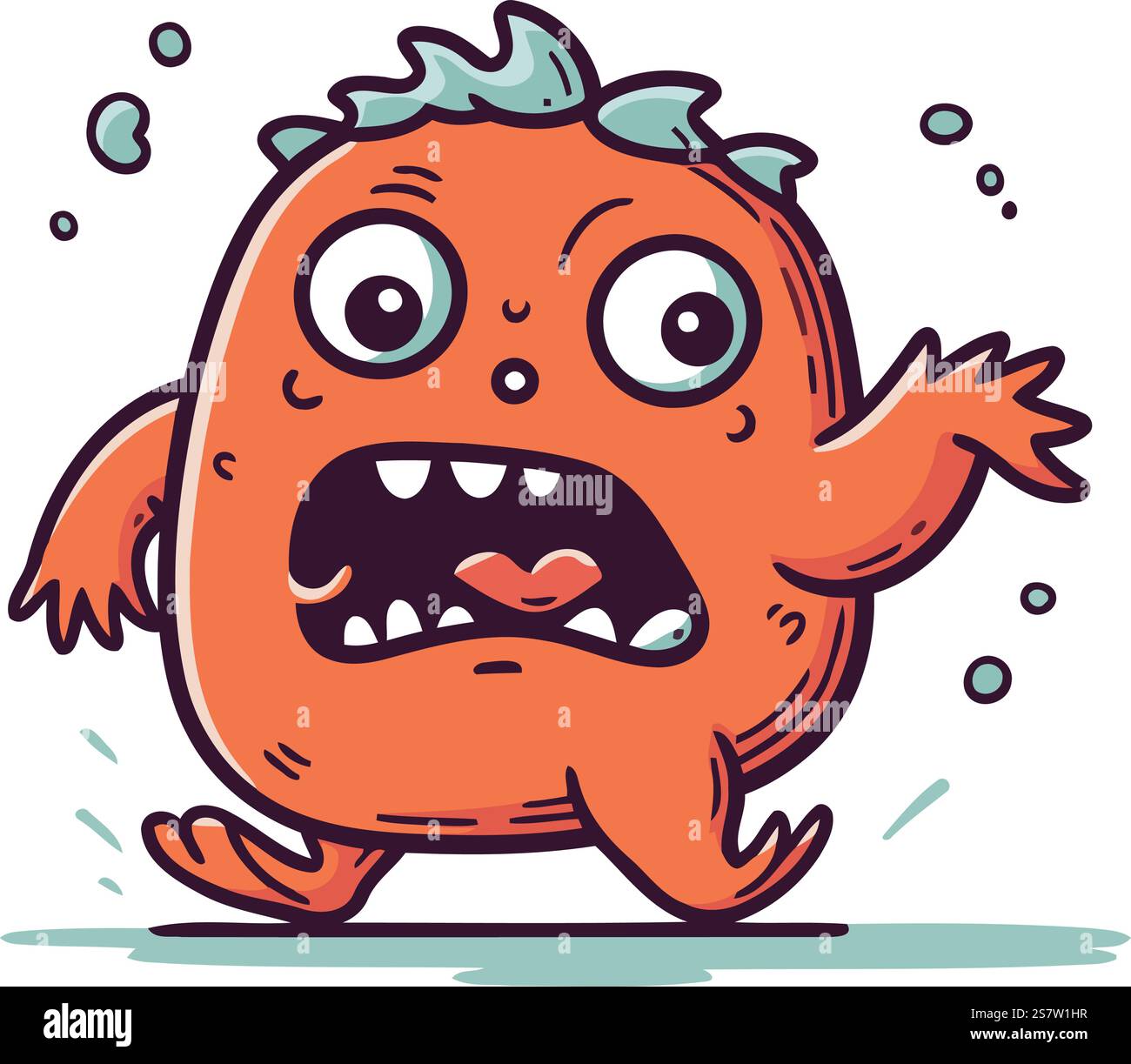 Angry cartoon monster. Vector illustration. Isolated on white ...