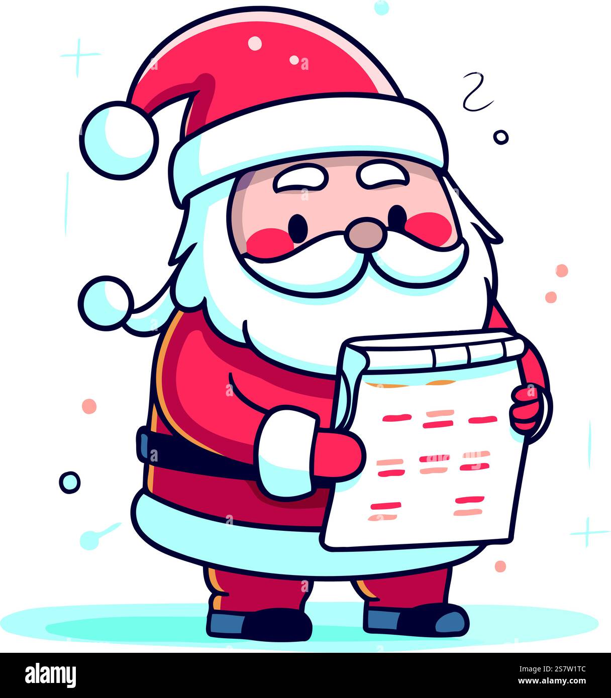 Santa Claus with checklist. Vector illustration in a flat cartoon style ...