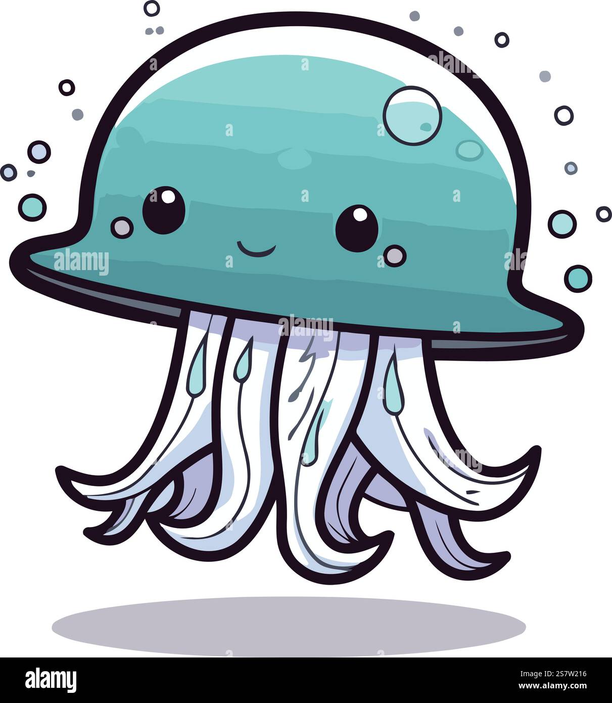 Cute jellyfish character design. Vector illustration. Cartoon style ...