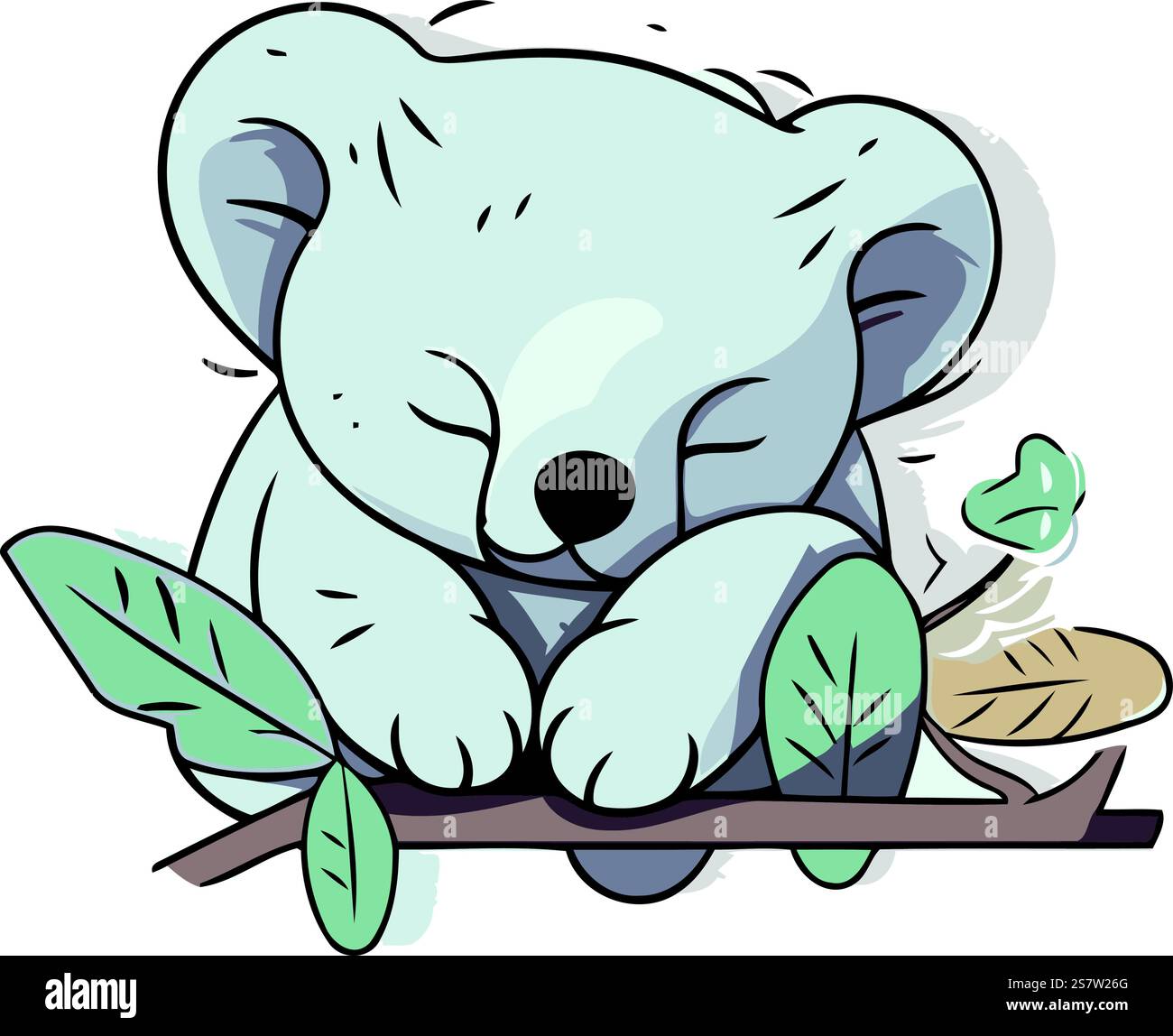 Cute koala sleeping on a branch. vector cartoon illustration Stock ...
