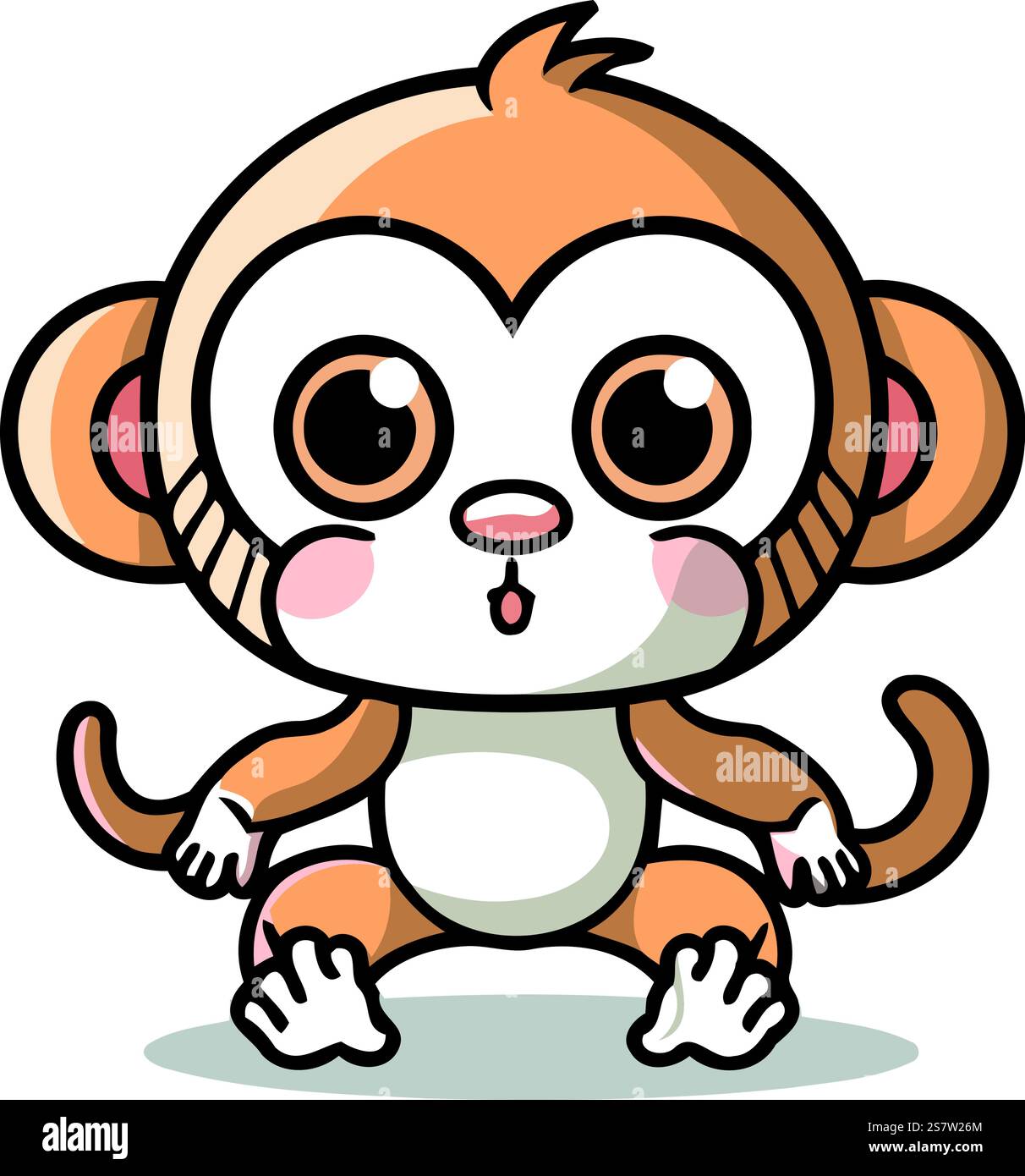 Cute monkey character cartoon vector illustration. Animal cute mascot ...