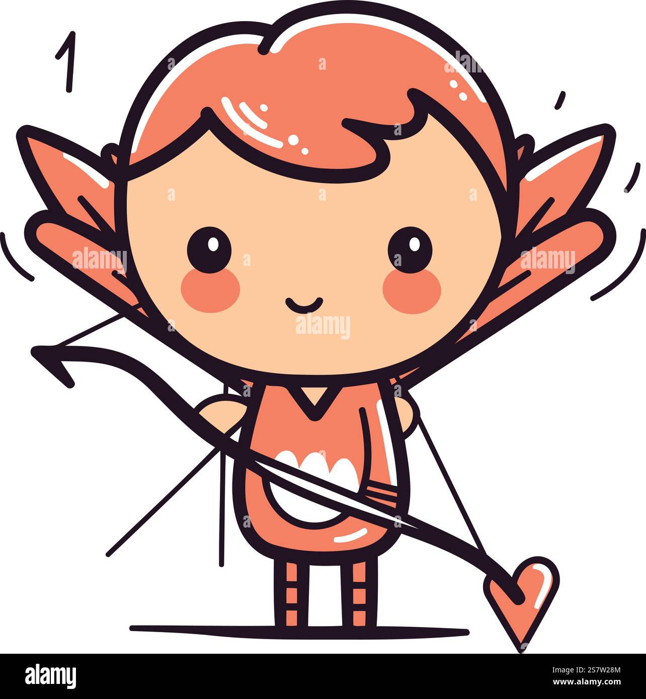 Cute Cupid Character with Bow and Arrow Vector Illustration Stock Vector Image & Art - Alamy