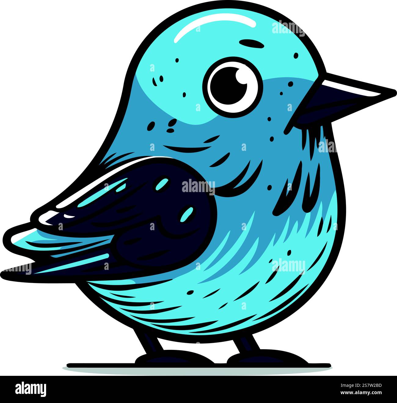 Cartoon blue bird isolated on a white background. Vector illustration ...