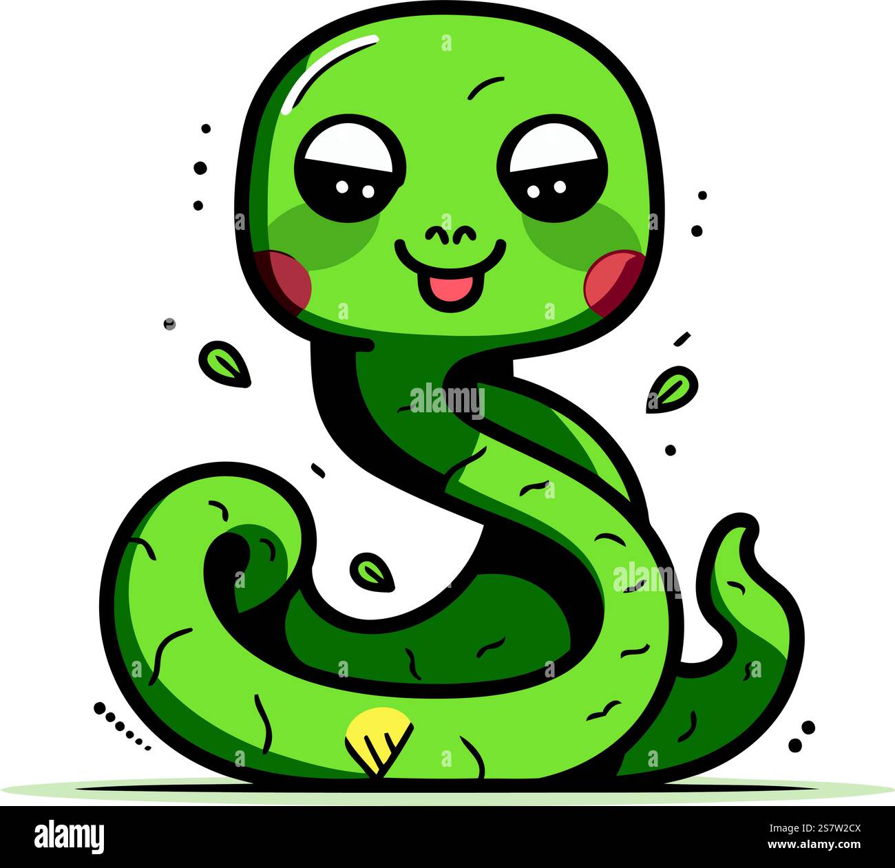 Cute cartoon snake. Vector illustration isolated on a white background ...