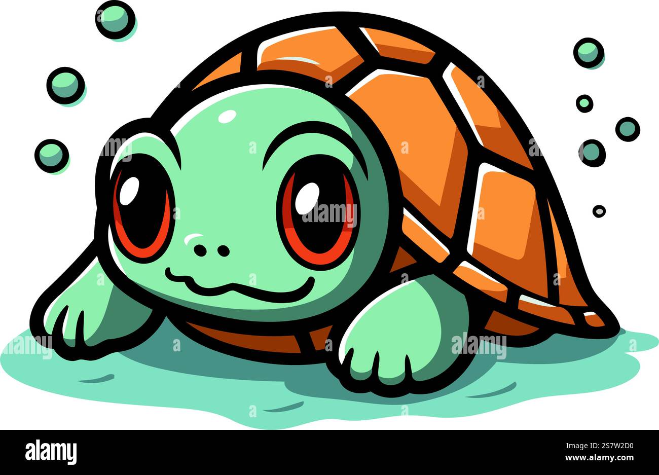Cute cartoon turtle character. Vector illustration isolated on white ...