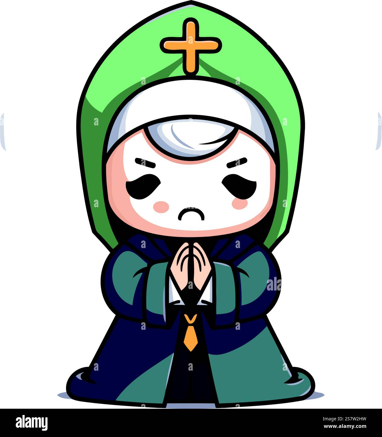 Crying Monk Cute Cartoon Mascot Character Illustration Stock Vector ...