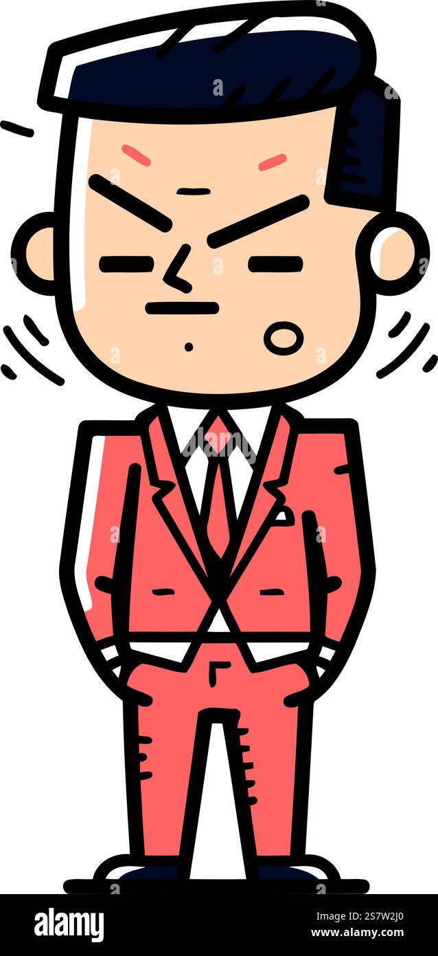 Vector illustration of angry man in suit. Cartoon character of angry ...