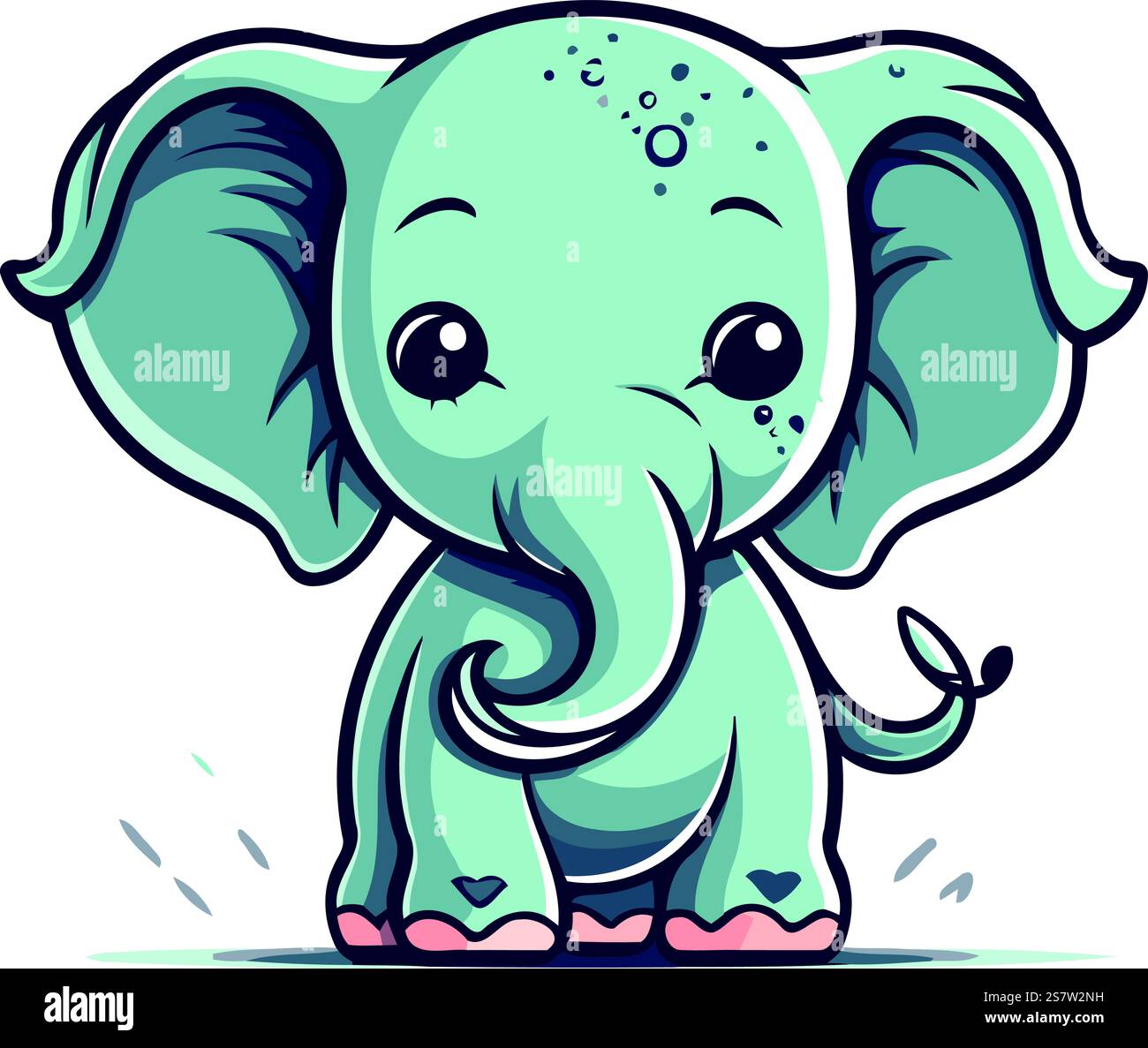 Cute cartoon elephant. Vector illustration isolated on a white background Stock Vector Image ...