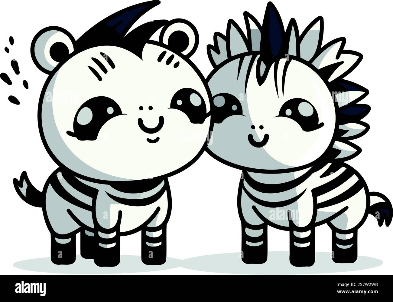 Cute cartoon zebra couple. Vector illustration. Isolated on white ...