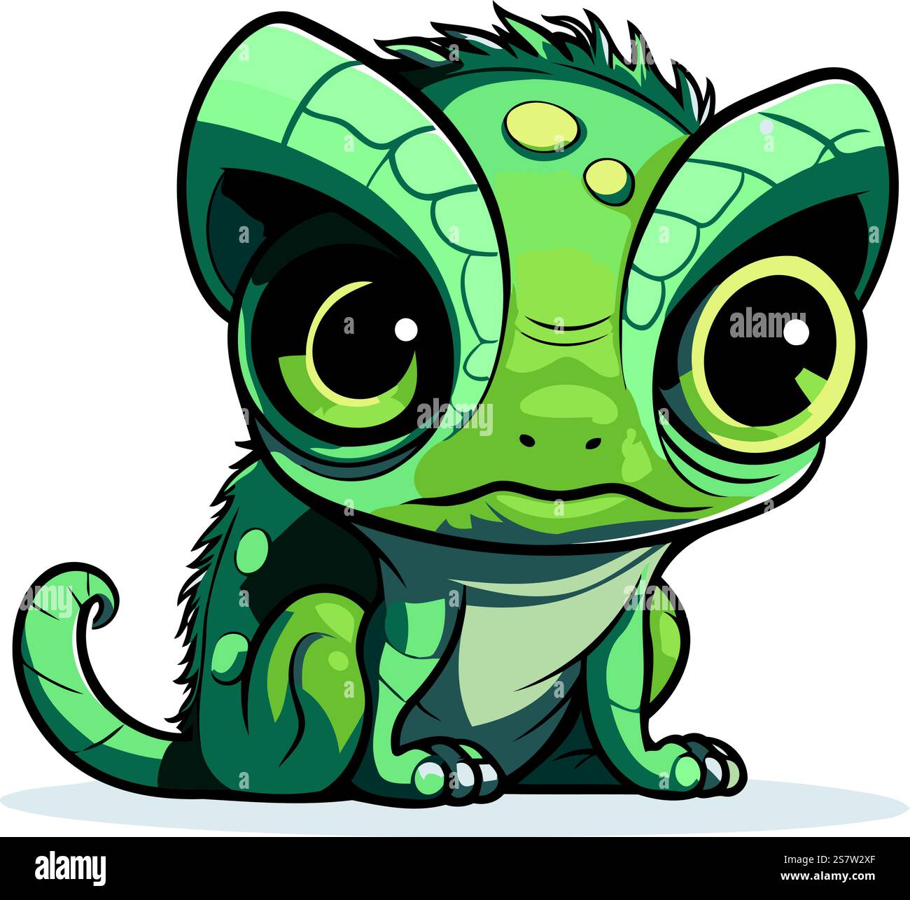 Cute cartoon chameleon. Vector illustration isolated on white ...