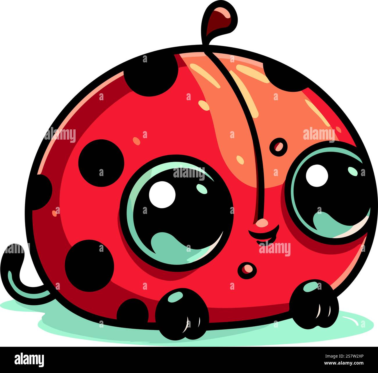 Cute cartoon ladybug. Vector illustration isolated on white background ...