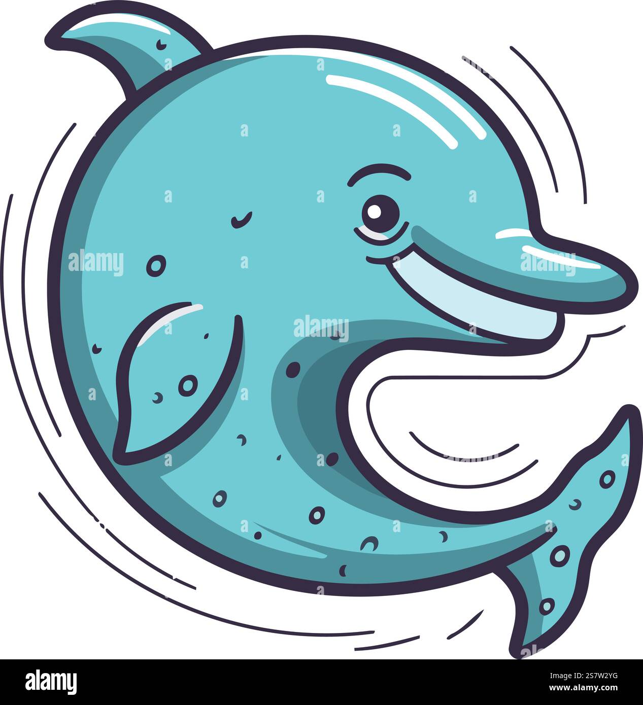 Cartoon dolphin. Vector illustration of a cute cartoon dolphin ...