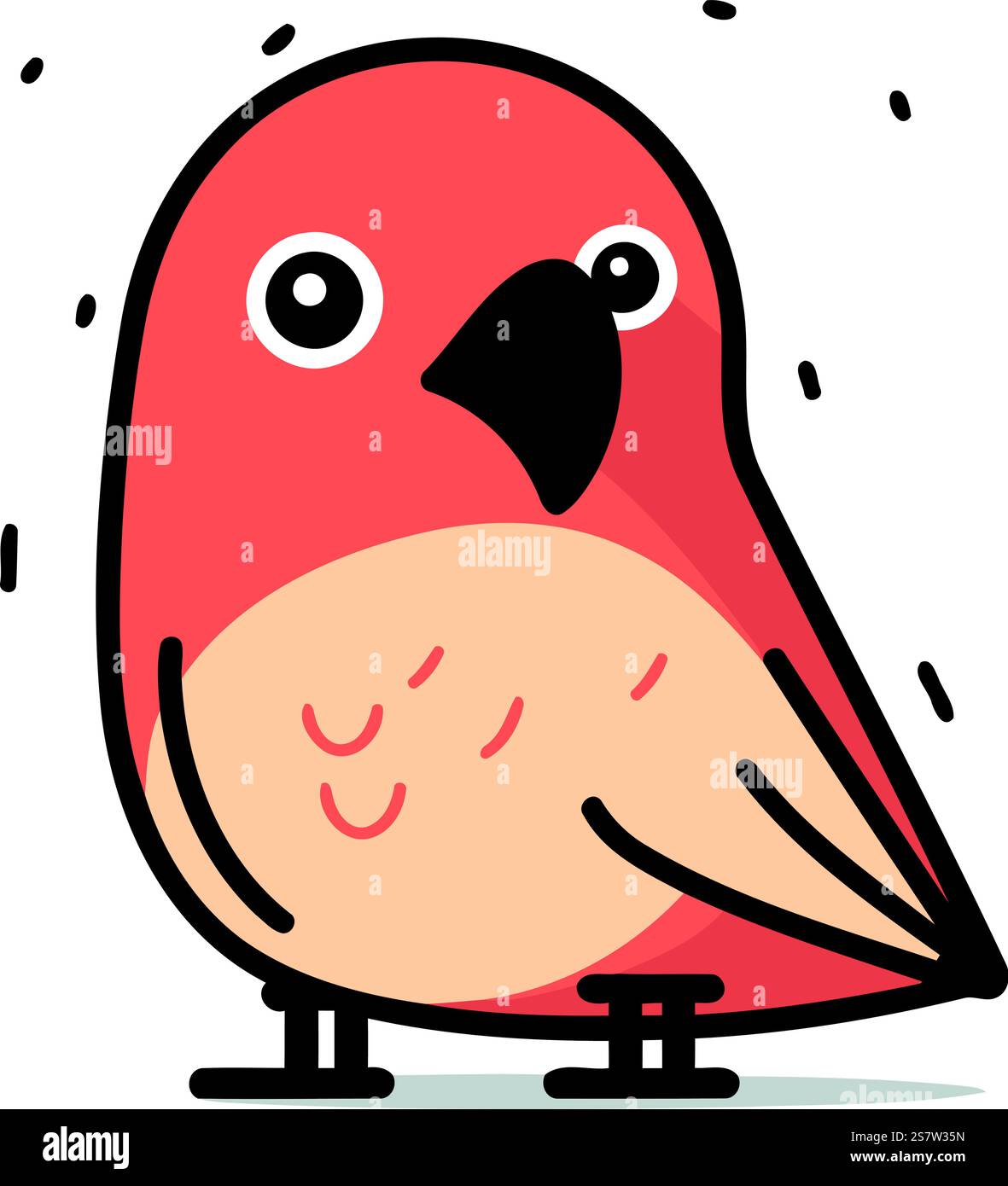 Cute little red bird with big beak. Vector illustration Stock Vector ...