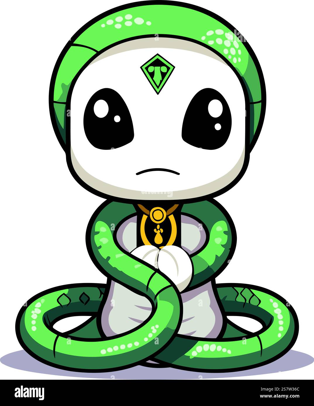 Sad snake character cartoon style vector illustration. Isolated on ...