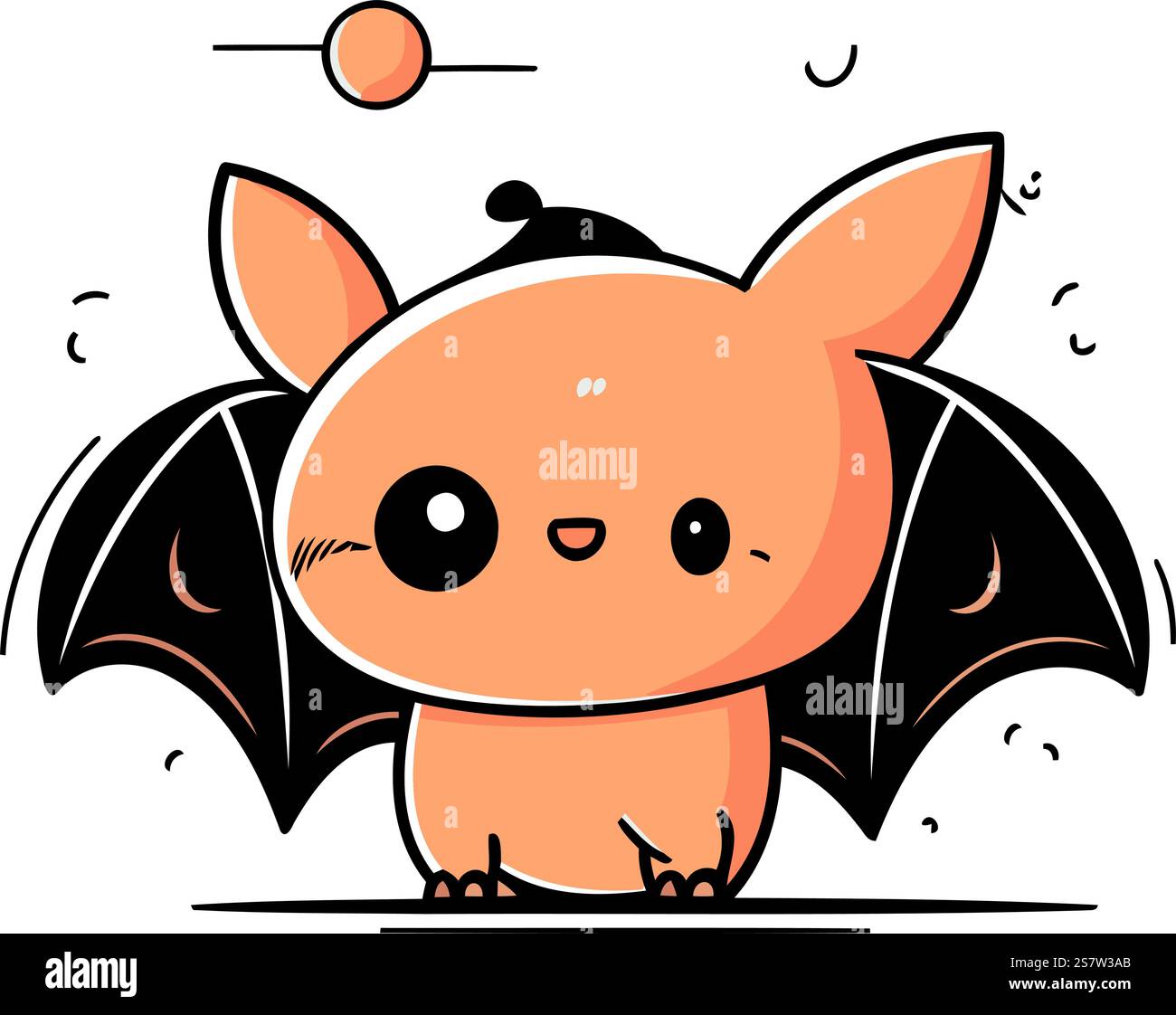 Cute little bat flying in the sky. Vector cartoon illustration Stock ...