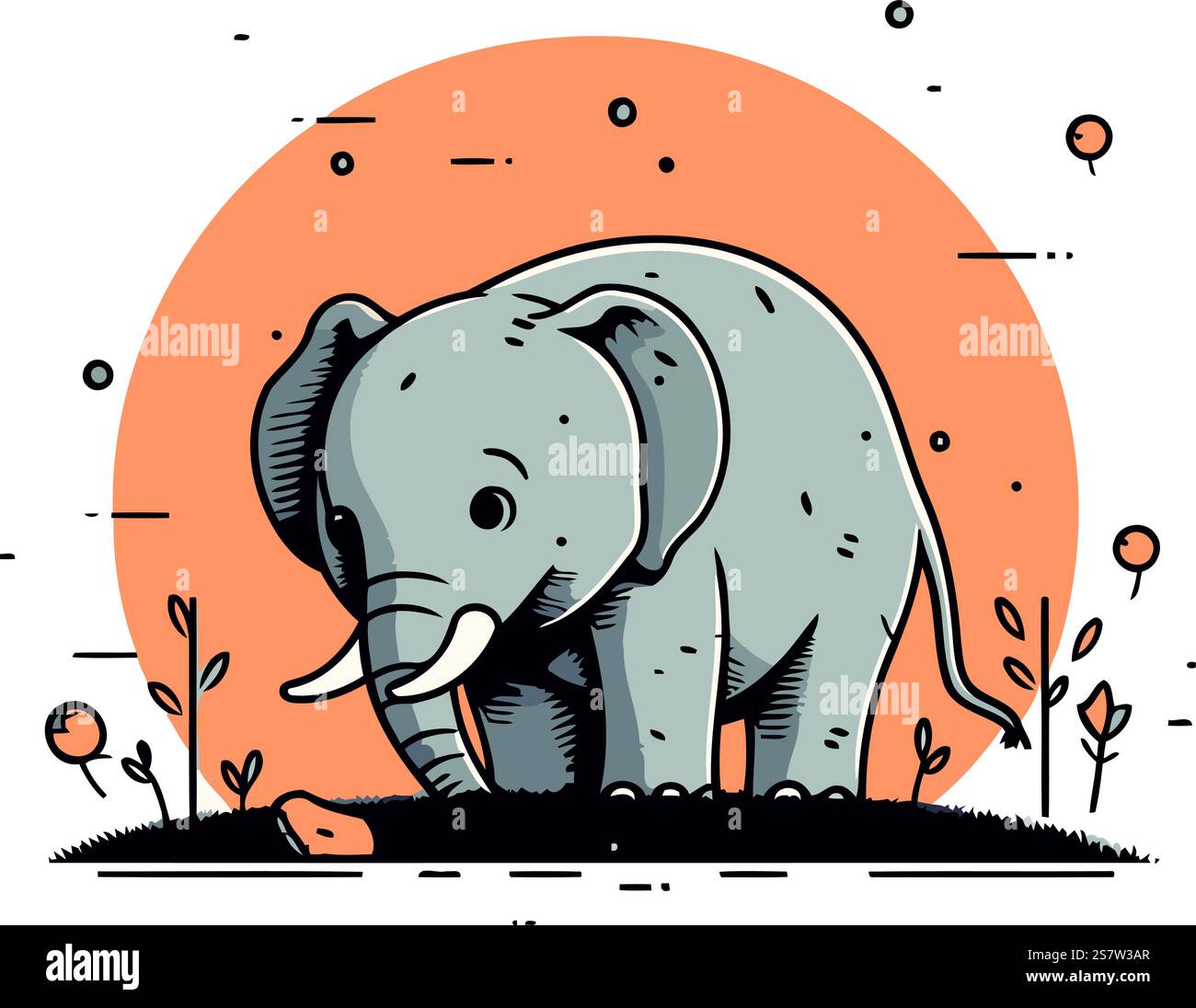 Elephant. Vector illustration in flat style on the theme of nature ...