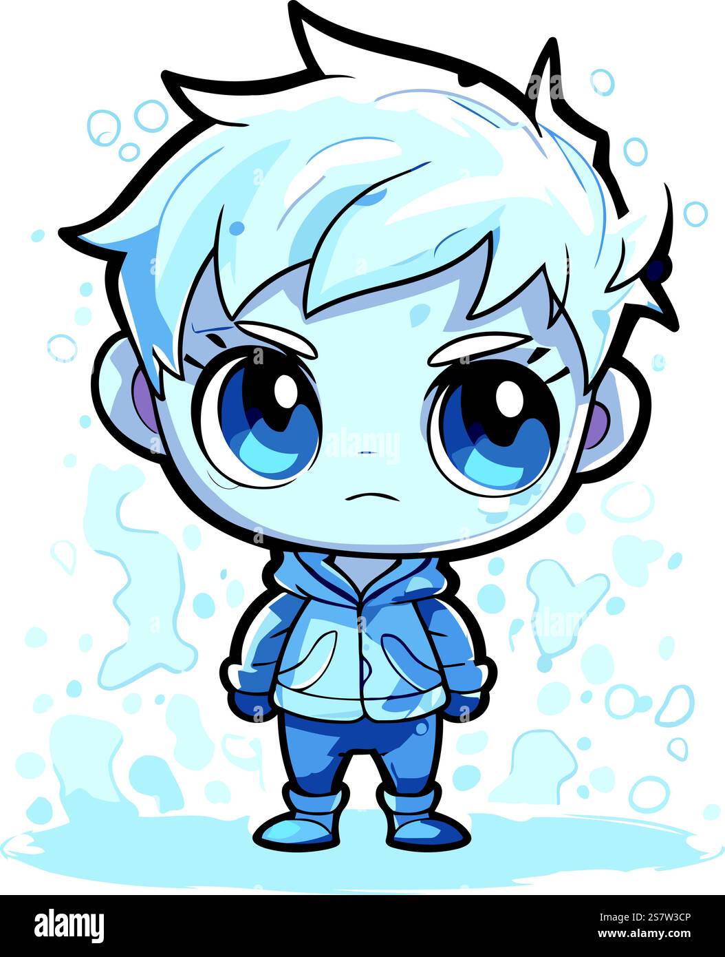 Cute cartoon boy with blue eyes. Vector illustration on a white ...