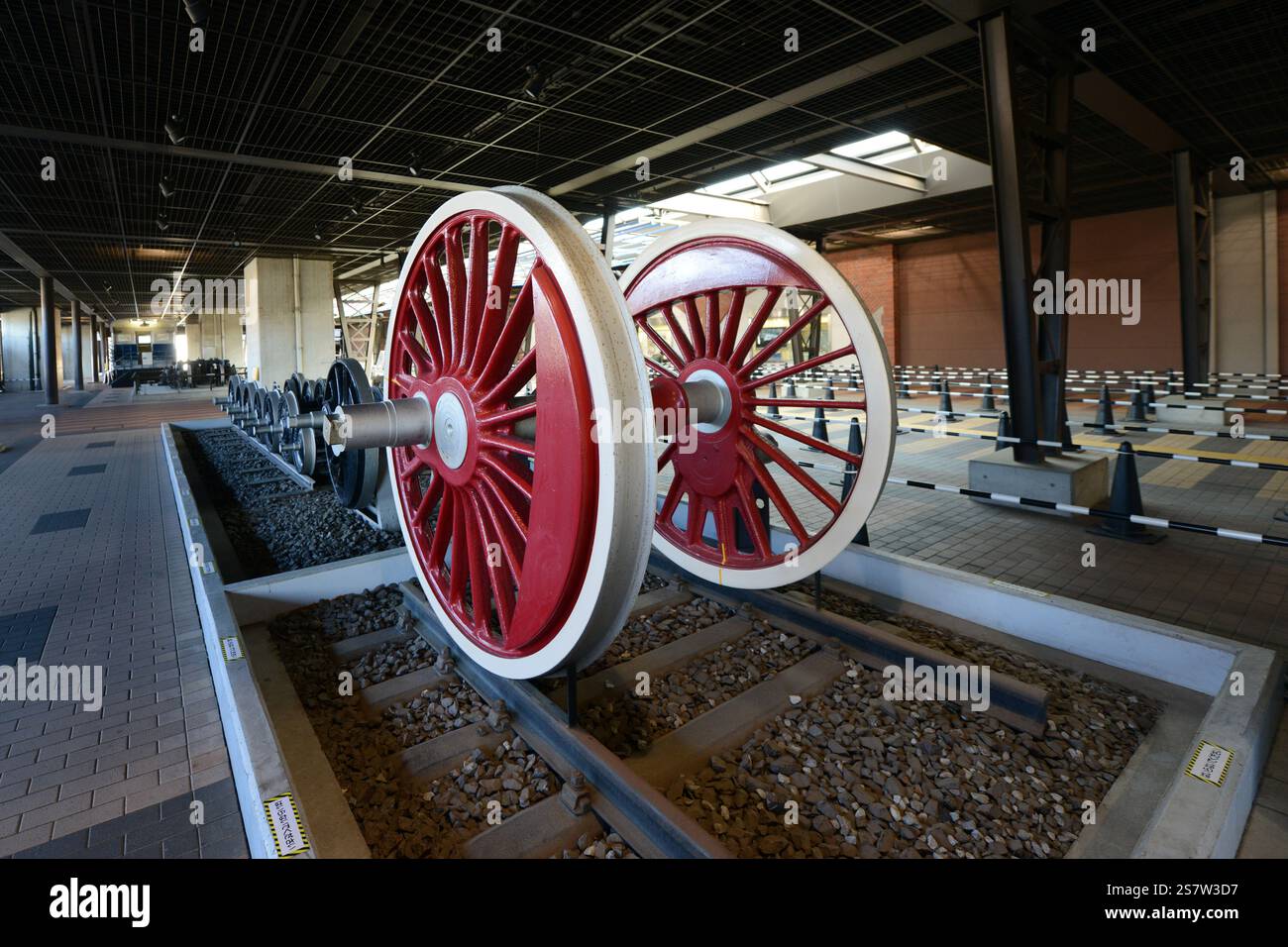 Bogies displayed at the entrance of the Railway museum in Omiya ...