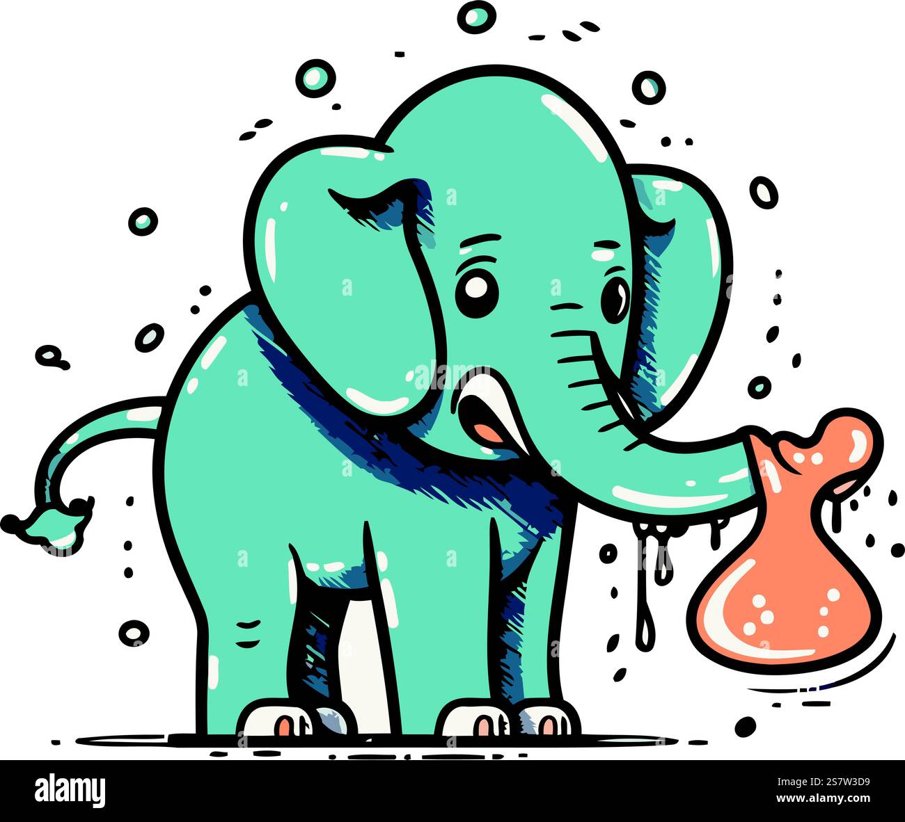 Cute cartoon elephant with a drop of milk. Vector illustration Stock ...
