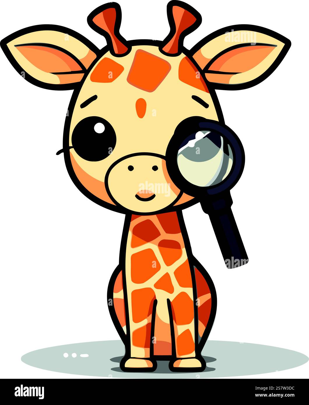 Cute Giraffe detective with magnifying glass. Vector illustration Stock ...