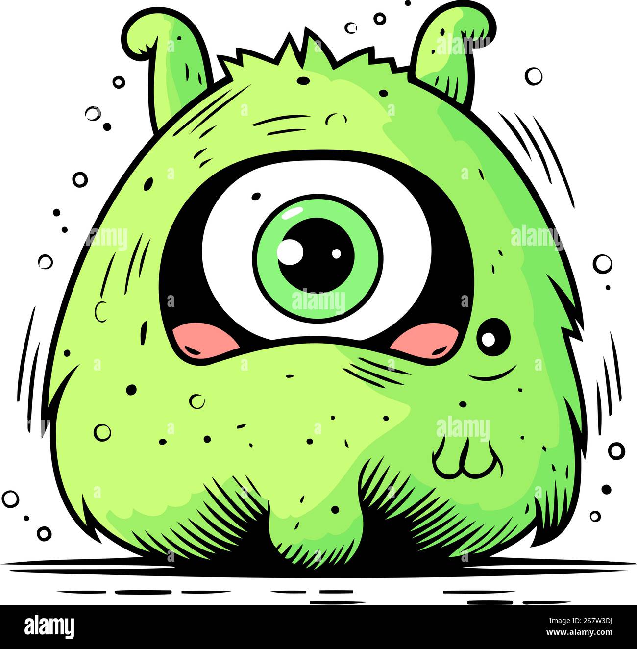 Cute monster with big eyes and fangs. Vector illustration Stock Vector ...