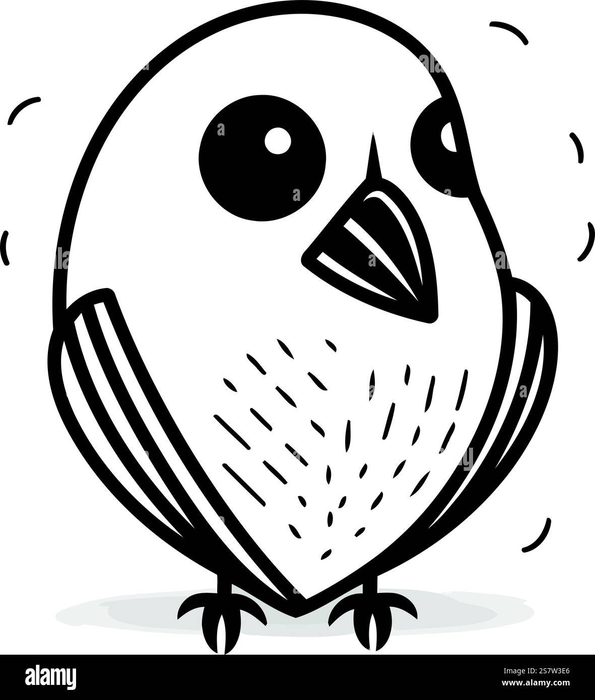 Cute cartoon owl. Black and white vector illustration isolated on white ...