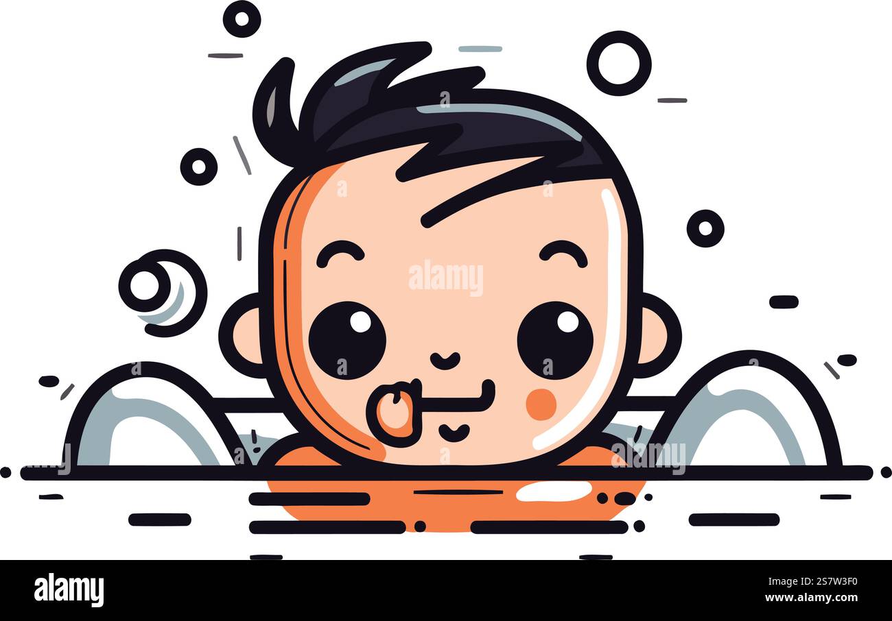 Cute baby boy vector illustration. Cute cartoon baby boy character ...