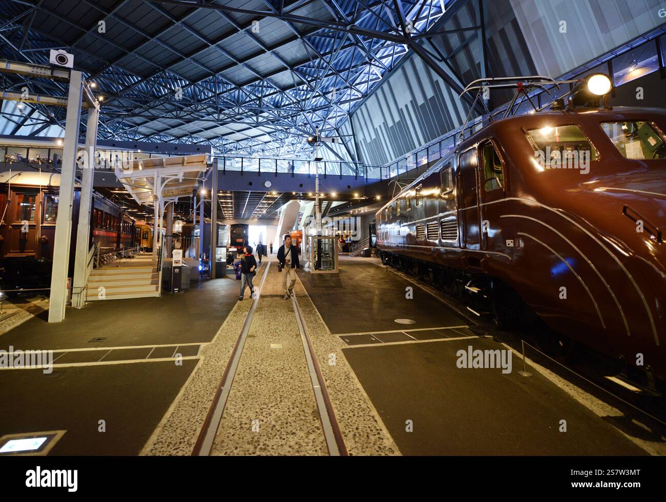 A JNR Class EF55 locomotive displayed at the Railway museum in Omiya, Saitama, Japan Stock Photo ...
