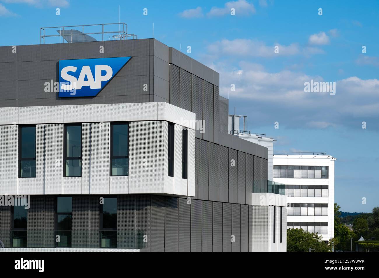 Corporate SAP SE logo, global tech giant in digital transformation, software development ...