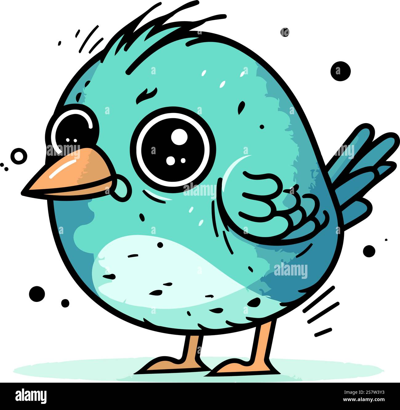 Cute little blue bird. Vector illustration. Isolated on white ...