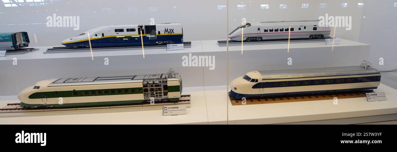 Train models displayed at the Railway museum in Omiya, Saitama, Japan ...