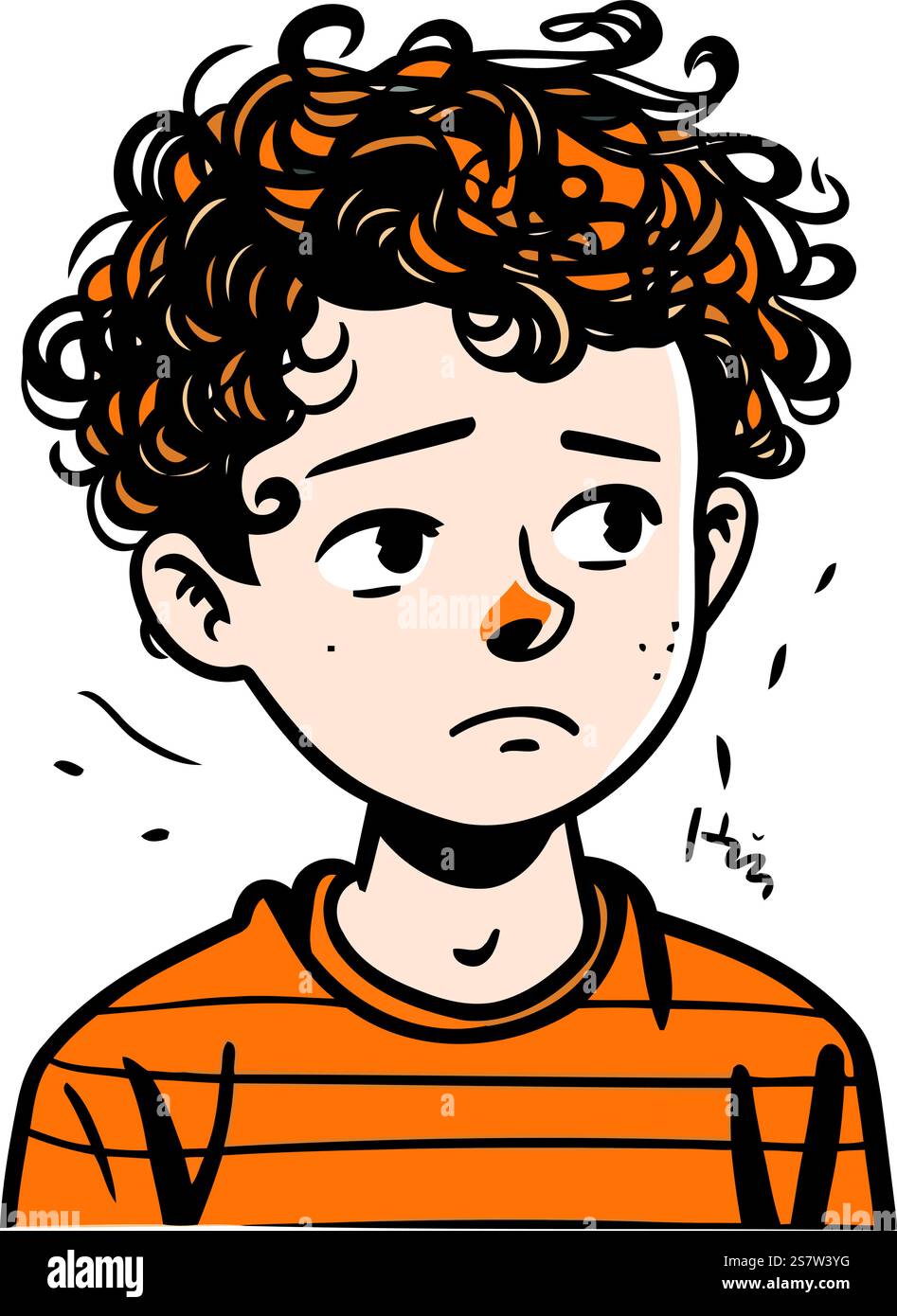 Crying boy. Vector illustration of a boy with curly hair Stock Vector ...