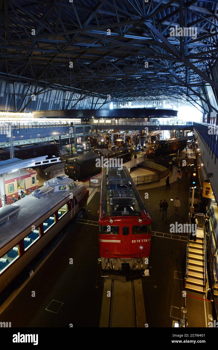 The main exhibit hall at the Railway museum in Omiya, Saitama, Japan ...