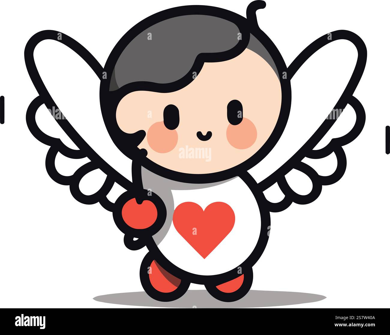 Cute Cupid with Wings Valentines Day Cartoon Vector Character Stock ...